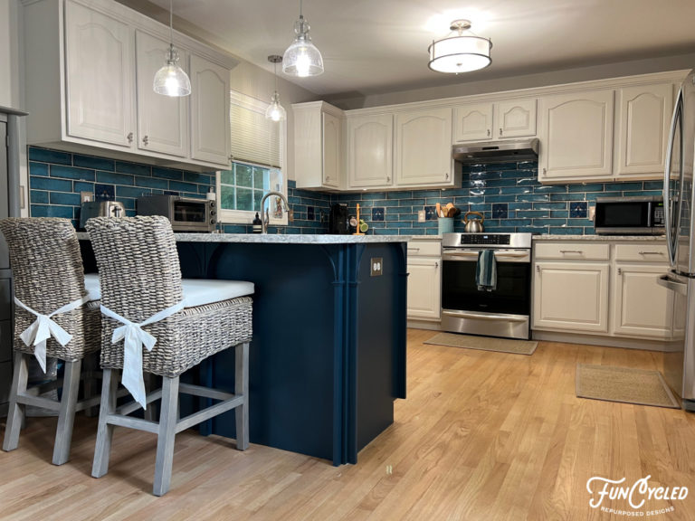 Kitchen Makeover with Bird Tile and Teal Accents - FunCycled - Interior ...